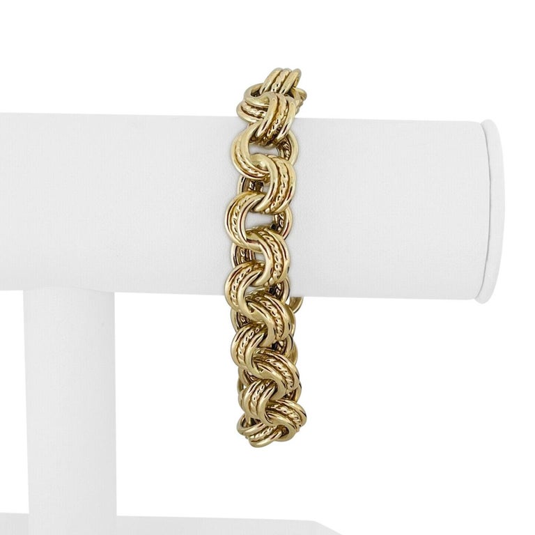 14 Karat Yellow Gold Hollow Milor Triple Circle Link Bracelet, Italy ...