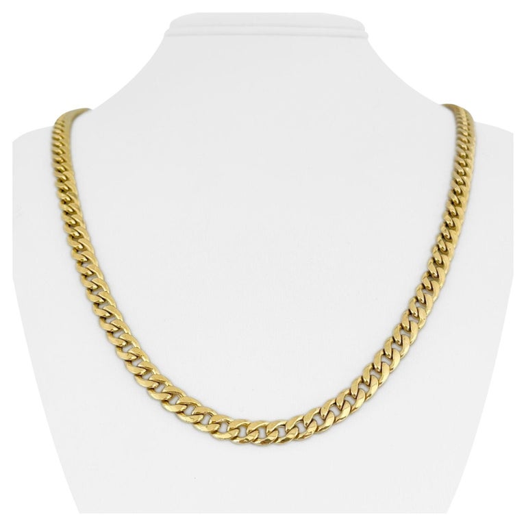 14 Karat Yellow Gold Hollow Polished Curb Link Chain Necklace For Sale ...