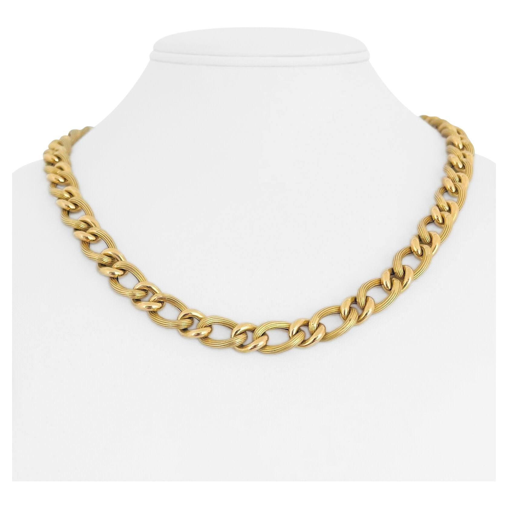 14 Karat Yellow Gold Hollow Mariner Gucci Link Chain Necklace Italy For ...