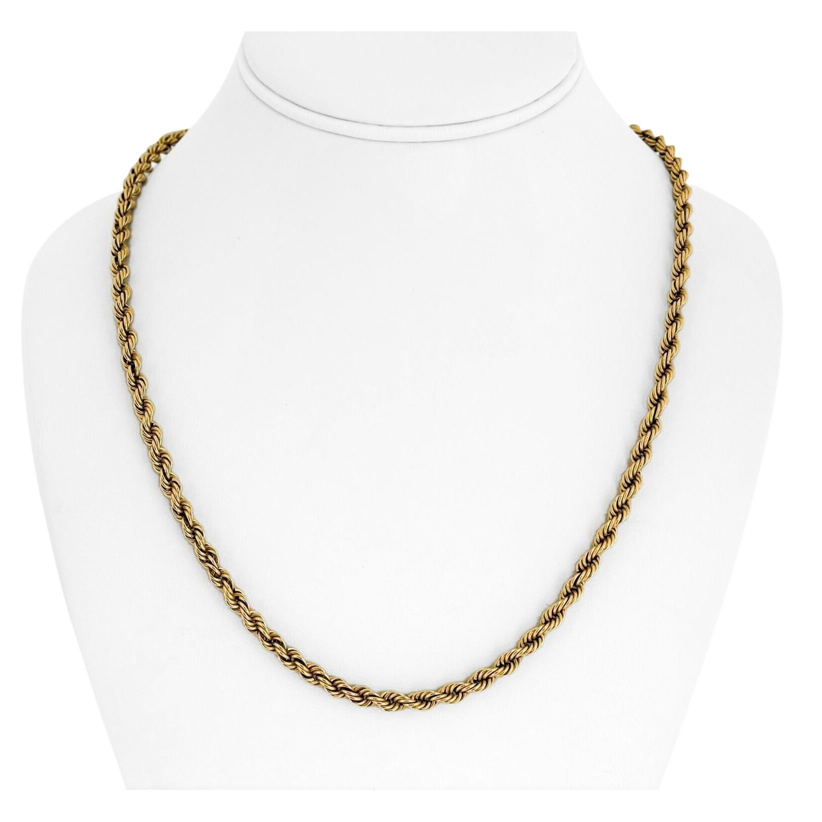 14 Karat Yellow Gold Hollow Fancy Open Roped Style Twisted Necklace For ...