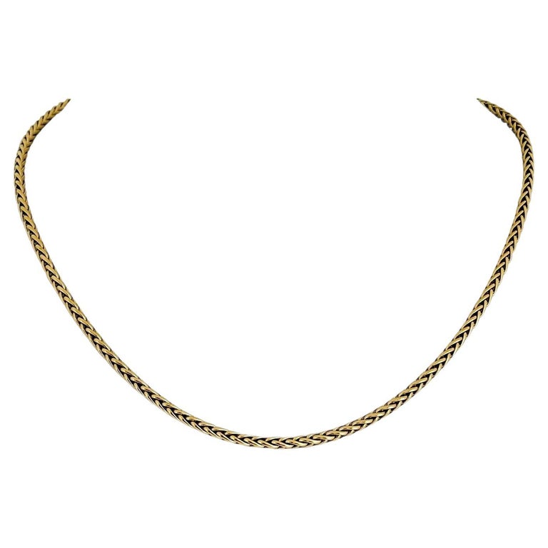 14 Karat Yellow Gold Hollow Spiga Wheat Link Chain Necklace Italy For ...