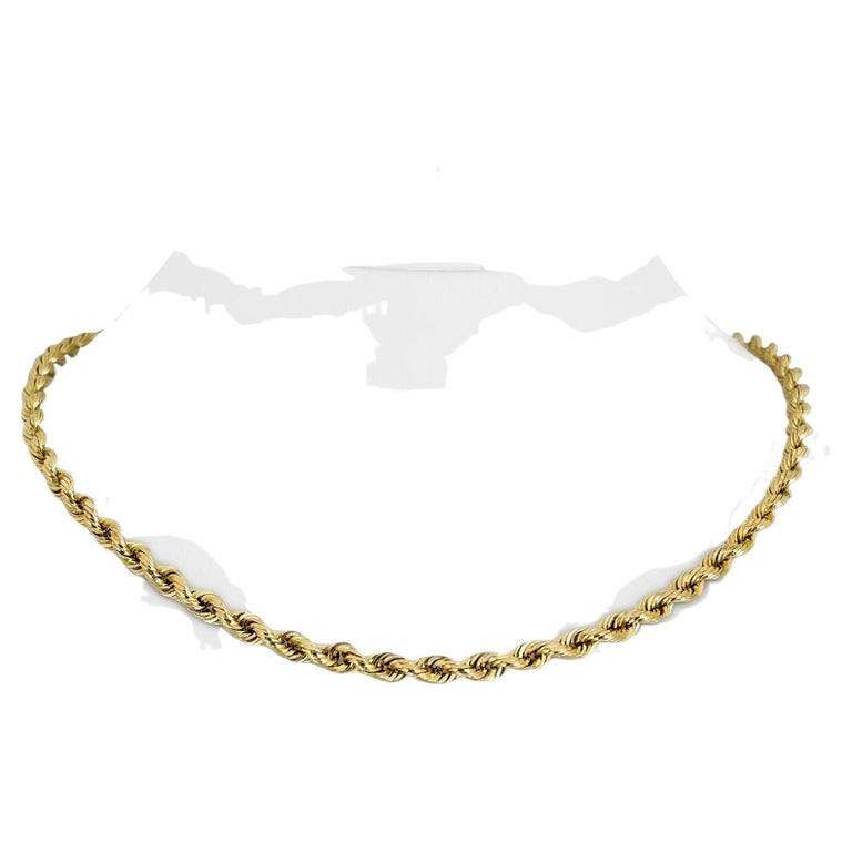 14 Karat Gelbgold Hohldicke Damen Diamantschliff Seil Kette Halskette ...