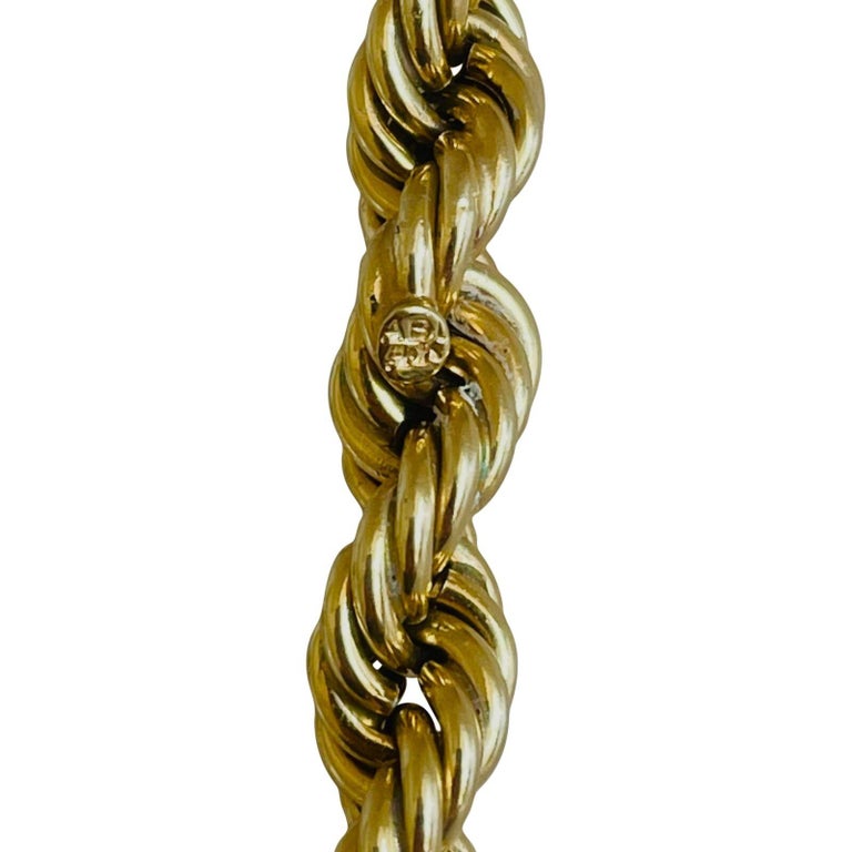 14 Karat Yellow Gold Hollow Thick Long Rope Chain Necklace For Sale at ...