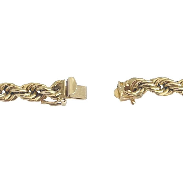 14 Karat Yellow Gold Hollow Thick Rope Chain Necklace For Sale at 1stDibs