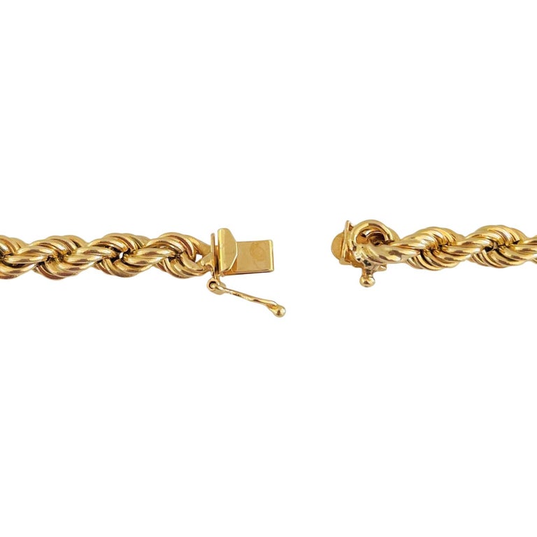 14 Karat Yellow Gold Hollow Thick Rope Chain Necklace For Sale at 1stDibs