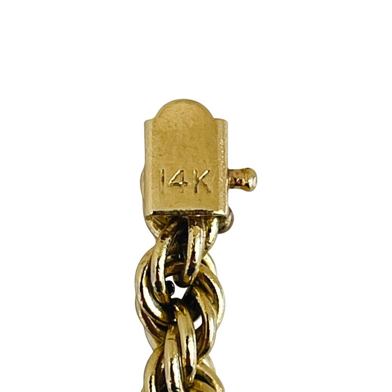 14 Karat Yellow Gold Hollow Thick Rope Chain Necklace For Sale at 1stDibs