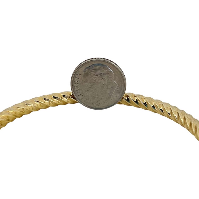 14 Karat Yellow Gold Hollow UnoAErre Twisted Bangle Bracelet Italy For ...