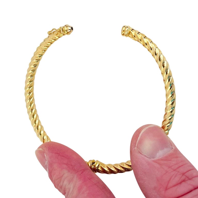 14 Karat Yellow Gold Hollow UnoAErre Twisted Bangle Bracelet Italy For ...