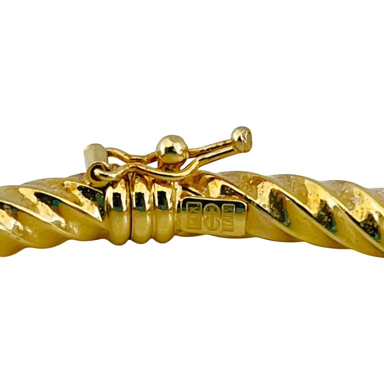 14 Karat Yellow Gold Hollow UnoAErre Twisted Bangle Bracelet Italy For ...