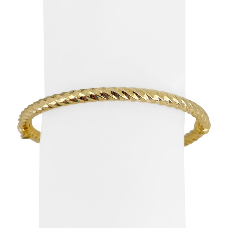 14 Karat Yellow Gold Hollow UnoAErre Twisted Bangle Bracelet Italy For ...