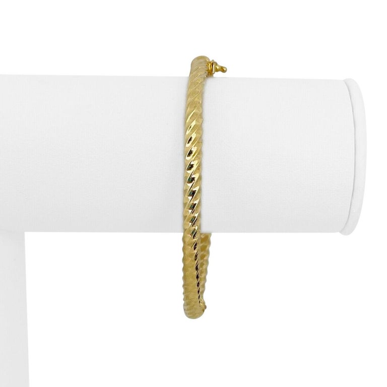 14 Karat Yellow Gold Hollow UnoAErre Twisted Bangle Bracelet Italy For ...