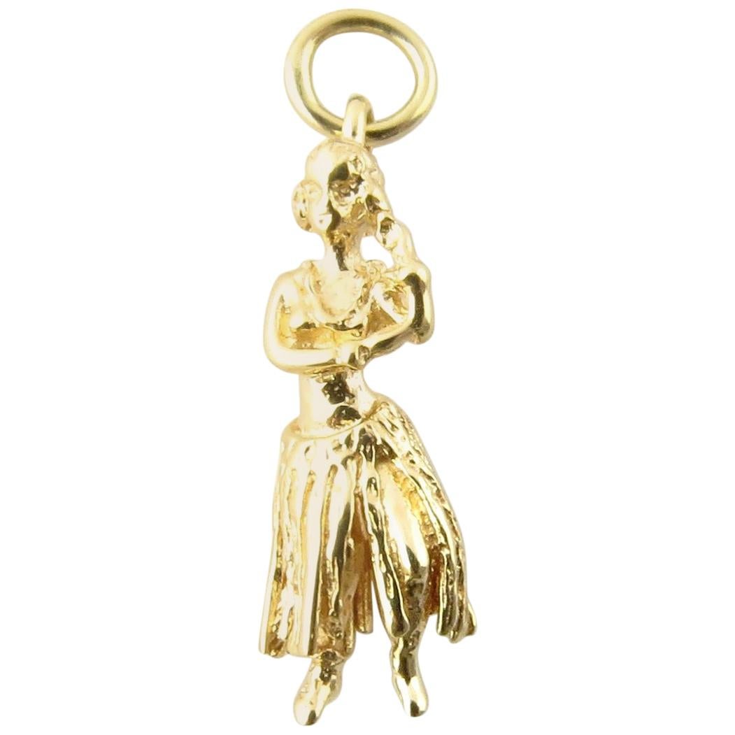14 Karat Yellow Gold Hula Dancer Charm at 1stDibs