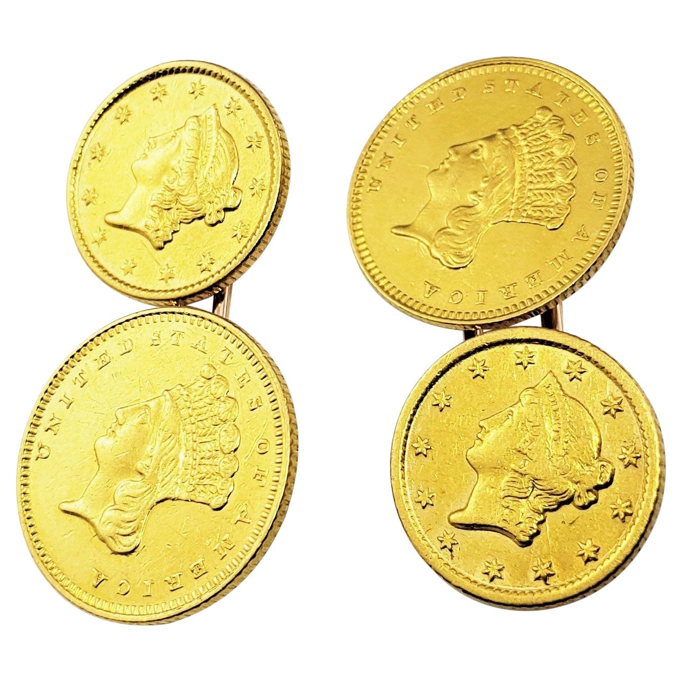 Salvador Dali Yellow Gold Coin Cufflinks c1966 at 1stDibs