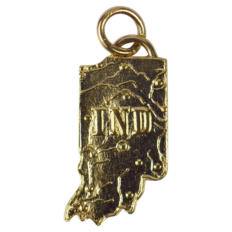 14 Karat Yellow Gold Indiana State Map Charm Pendant at 1stDibs