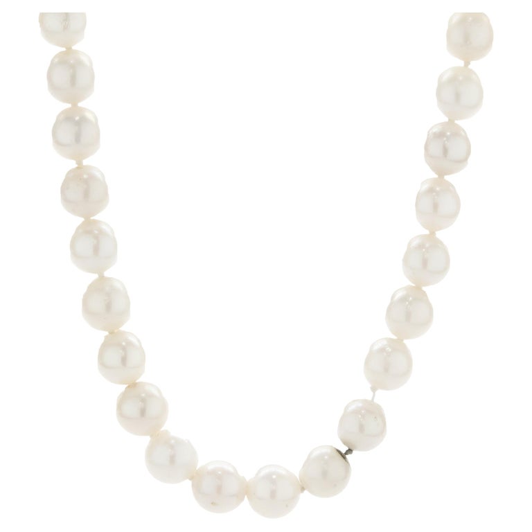 14 Karat Yellow Gold Ivory Pearl Necklace For Sale at 1stDibs