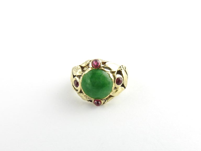 14 Karat Yellow Gold Jade and Ruby Ring at 1stDibs | jade and ruby ring