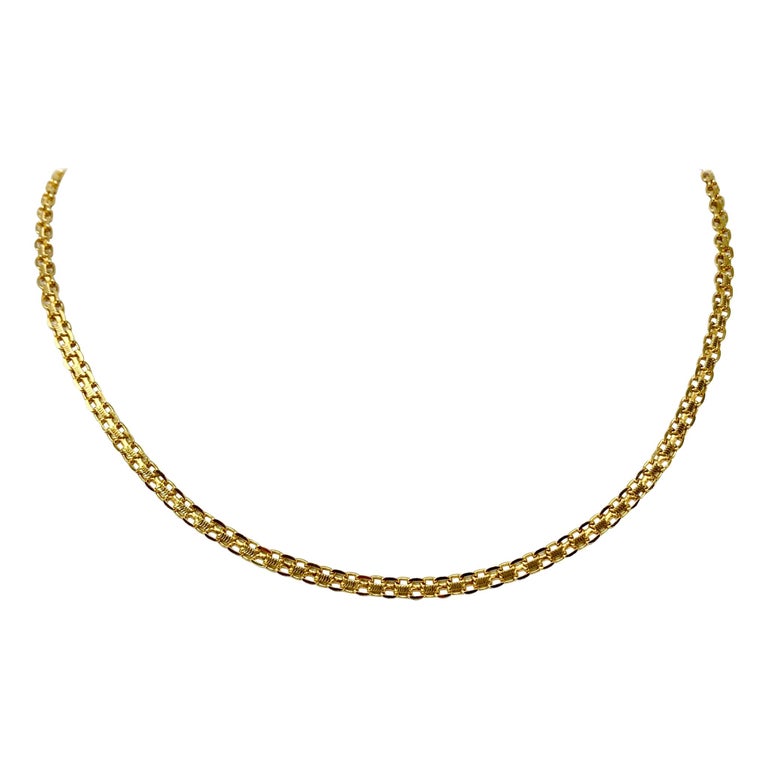 14 Karat Yellow Gold Ladies Bismark Link Chain Necklace For Sale at 1stDibs