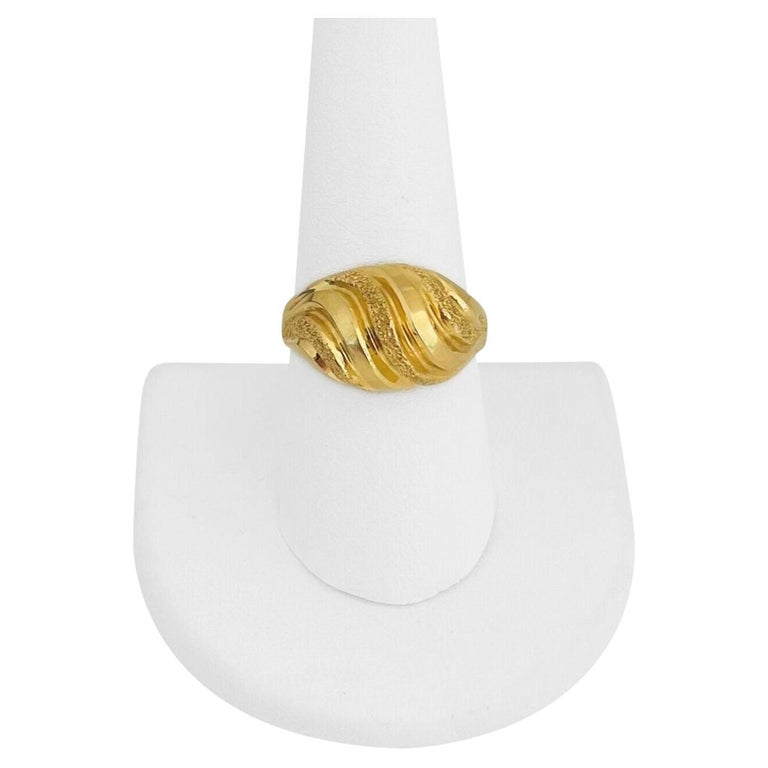 14 Karat Yellow Gold Ladies Domed Wave Style Ring For Sale at 1stDibs