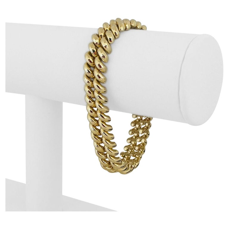 14 Karat Yellow Gold Ladies Double San Marco Link Bracelet Peru For ...