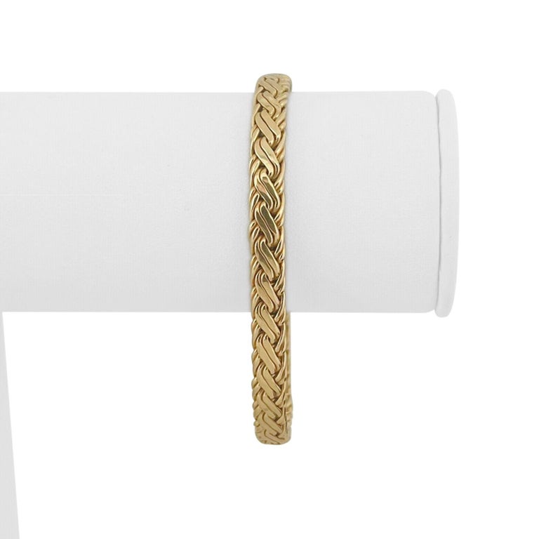 14 Karat Yellow Gold Ladies Fancy Braided Link Bracelet For Sale at 1stDibs
