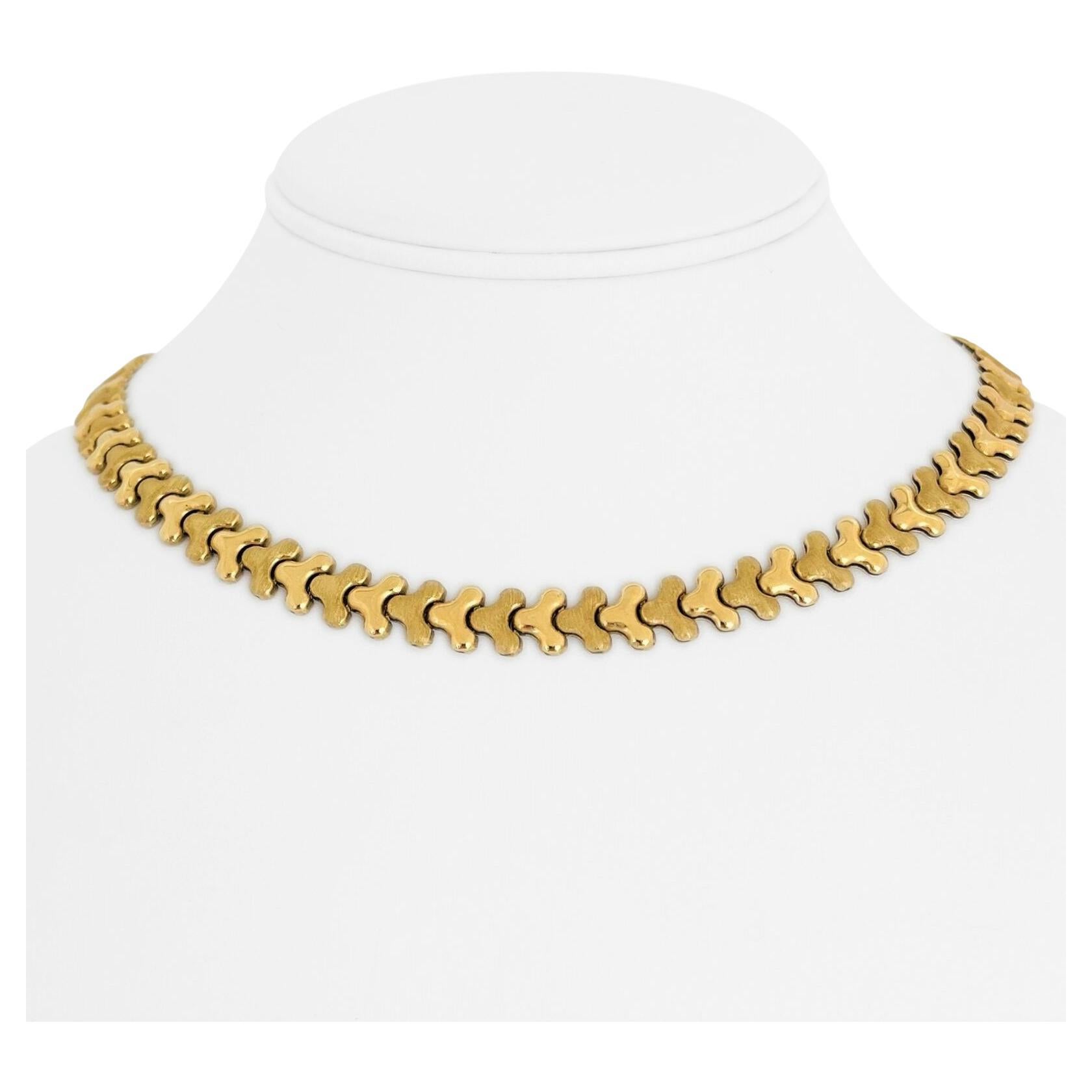 14 Karat Yellow Gold Thick Macaroni San Marco Link Necklace, Italy For ...
