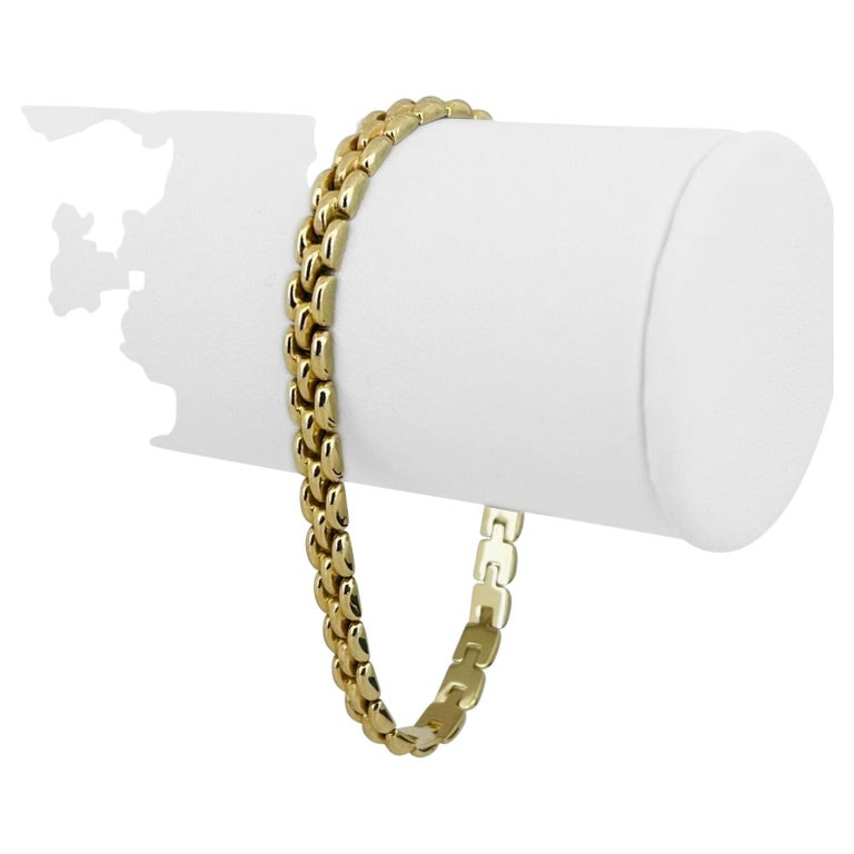 14 Karat Yellow Gold Ladies Fancy Panther Link Bracelet For Sale at 1stDibs