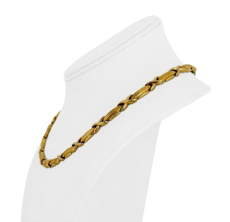 14 Karat Yellow Gold Ladies Fancy Xo Hugs And Kisses Link Necklace For