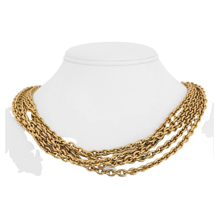 14 Karat Yellow Gold Ladies Five Strand Cable Link Chain Necklace Italy ...