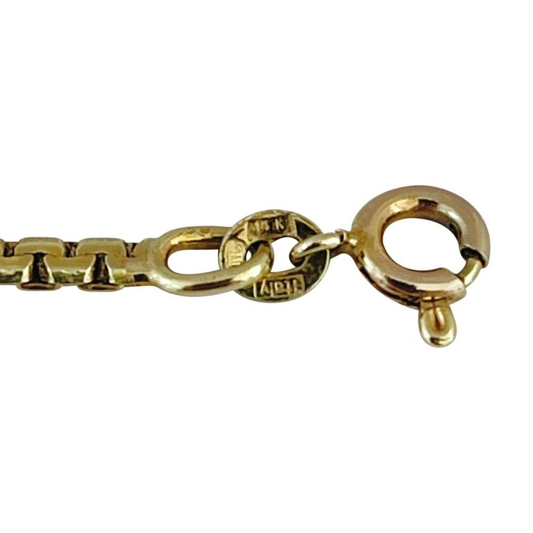14 Karat Yellow Gold Ladies Flattened Box Link Chain Necklace, Italy ...