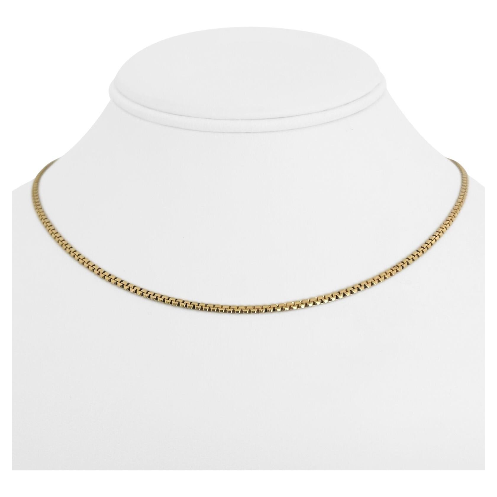 14 Karat Yellow Gold Ladies Flattened Box Link Chain Necklace Italy at ...