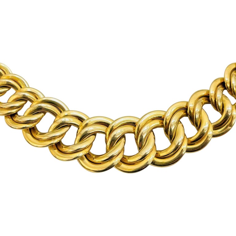 14 Karat Yellow Gold Ladies Graduated Double Curb Link Chain Necklace ...