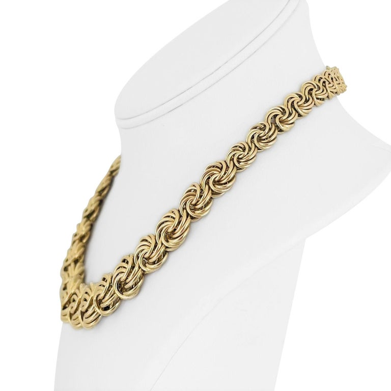 14 Karat Yellow Gold Ladies Graduated Spiral Link Chain Necklace For ...