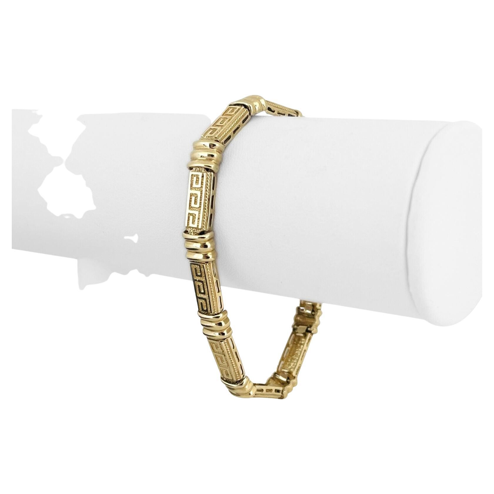 14 Karat Yellow Gold Ladies Milor Greek Key Link Bracelet, Italy For ...
