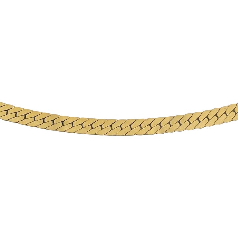 14 Karat Yellow Gold Ladies Herringbone Link Collar Necklace Italy For ...