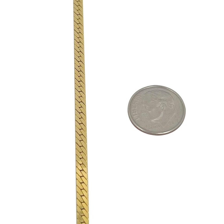 14 Karat Yellow Gold Ladies Herringbone Link Collar Necklace Italy For ...