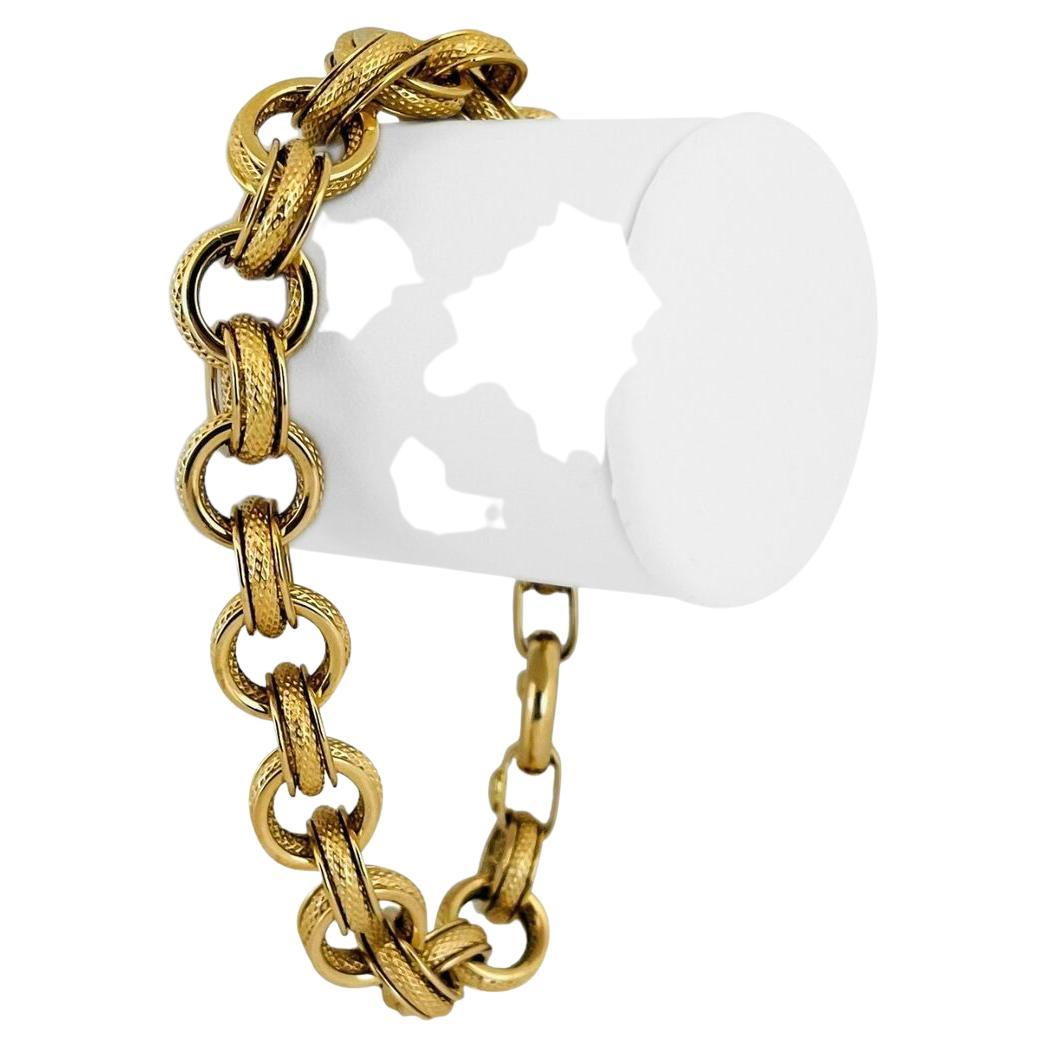 18 Karat Yellow Gold Hollow Textured Fancy Curb Link Necklace, Italy ...