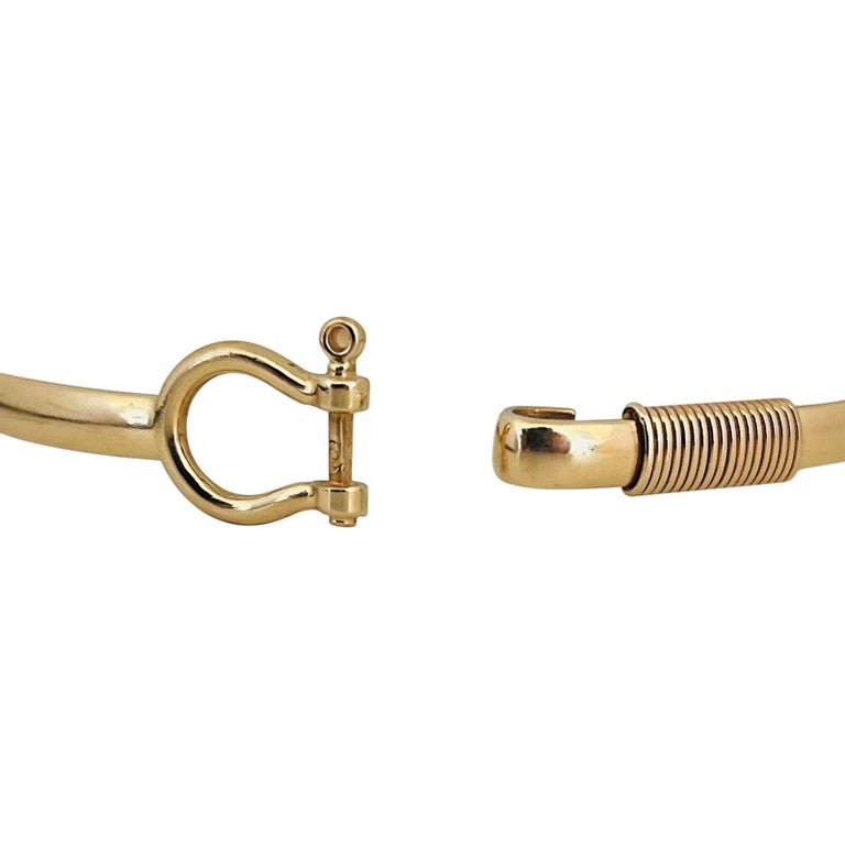 14 Karat Yellow Gold Ladies Horse Bit Flex Hook Bangle Bracelet For ...