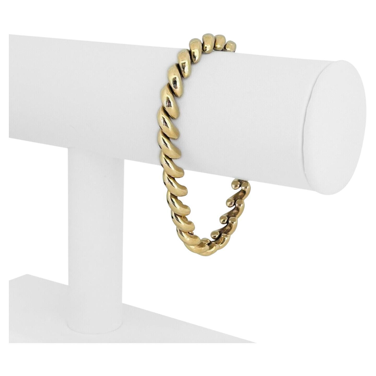 14 Karat Yellow Gold Thick Macaroni San Marco Link Necklace, Italy For ...