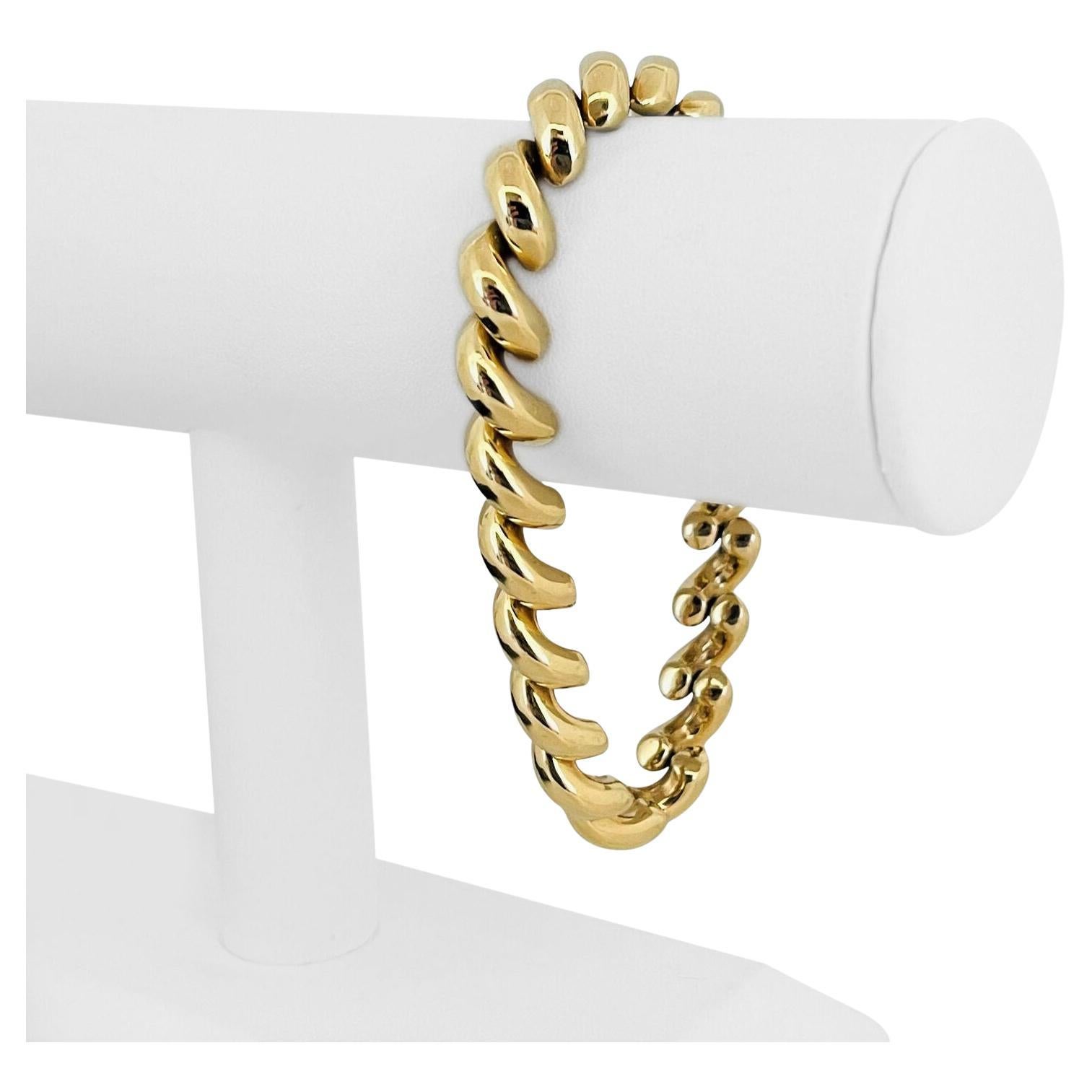 14 Karat Yellow Gold San Marco Macaroni Link Chain Necklace For Sale at ...