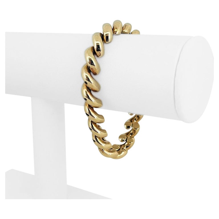 14 Karat Yellow Gold Ladies Macaroni San Marco Link Bracelet Italy For ...