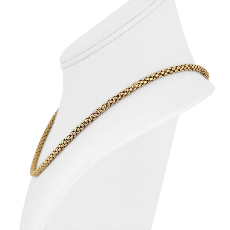 14 Karat Yellow Gold Ladies Open Popcorn Link Chain Necklace Italy For ...