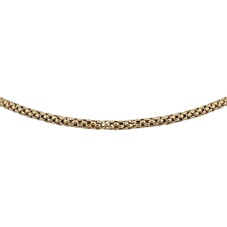 14 Karat Yellow Gold Ladies Open Popcorn Link Chain Necklace Italy For ...