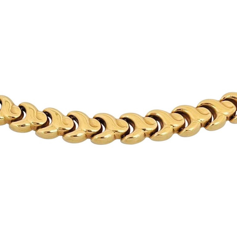 14 Karat Yellow Gold Ladies Polished Fancy Link Collar Necklace Italy ...
