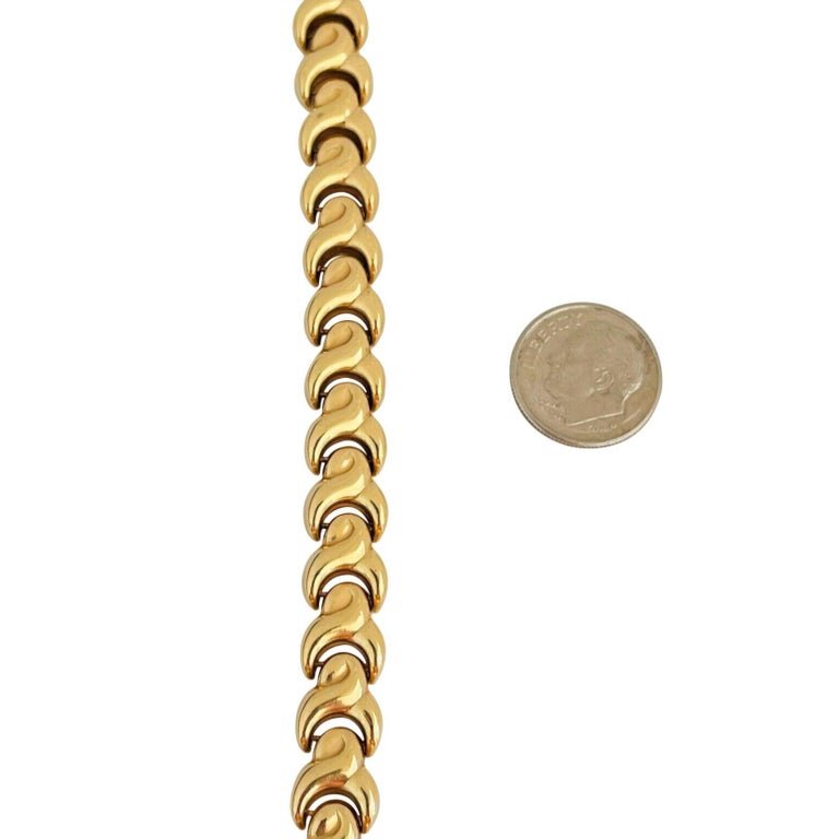 14 Karat Yellow Gold Ladies Polished Fancy Link Collar Necklace Italy ...