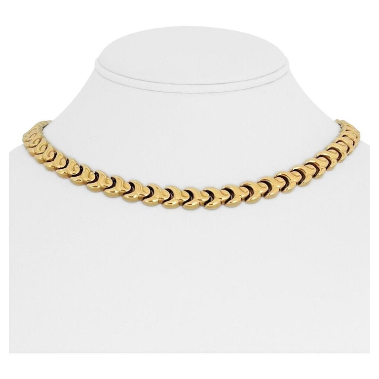 14 Karat Yellow Gold Ladies Polished Fancy Link Collar Necklace Italy ...