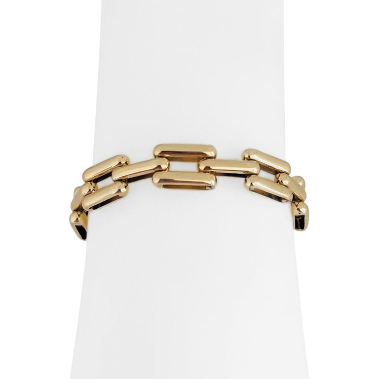 14 Karat Yellow Gold Ladies Polished Panther Bar Link Bracelet For Sale ...