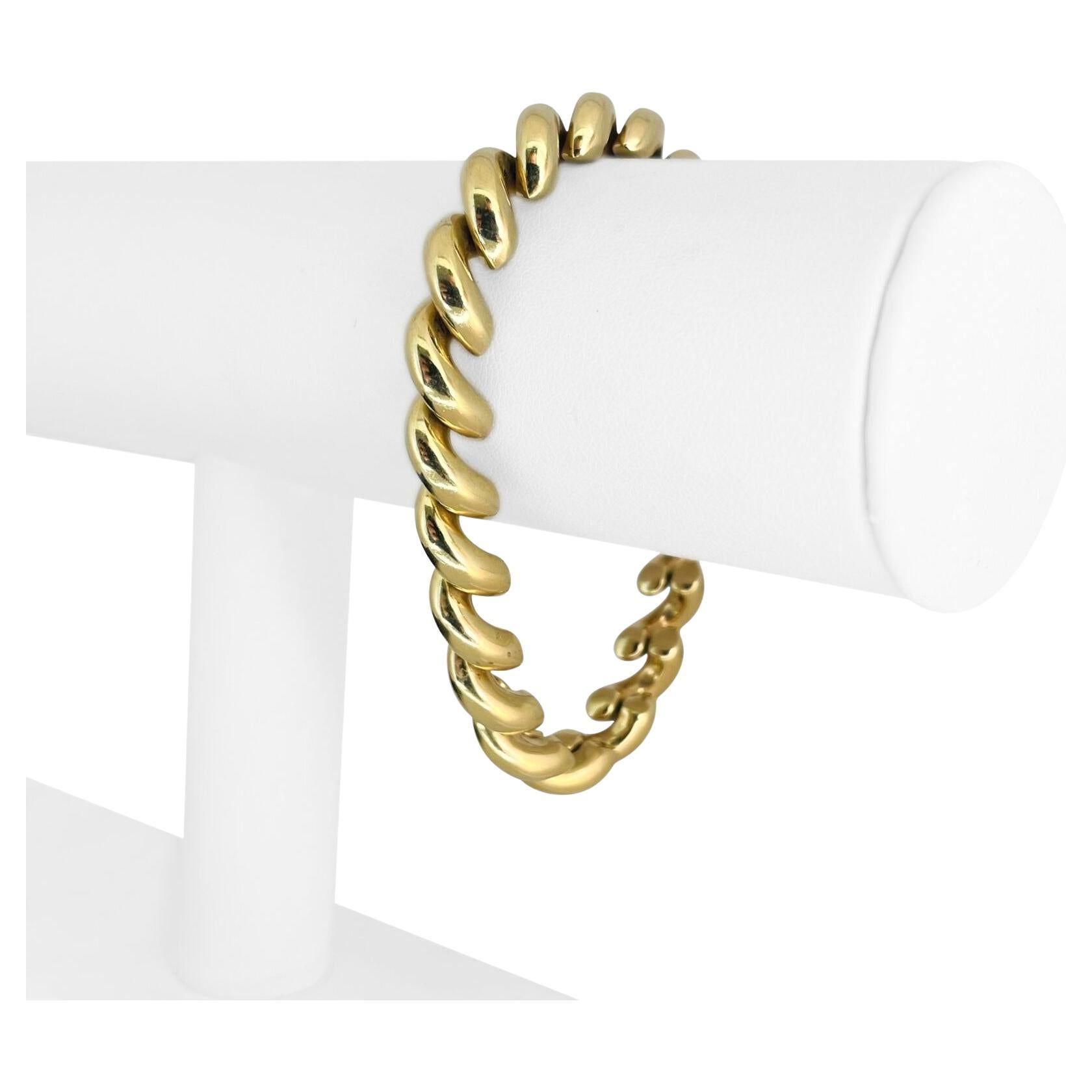 14 Karat Yellow Gold Ladies Polished San MarCo Link Bracelet, Italy For ...