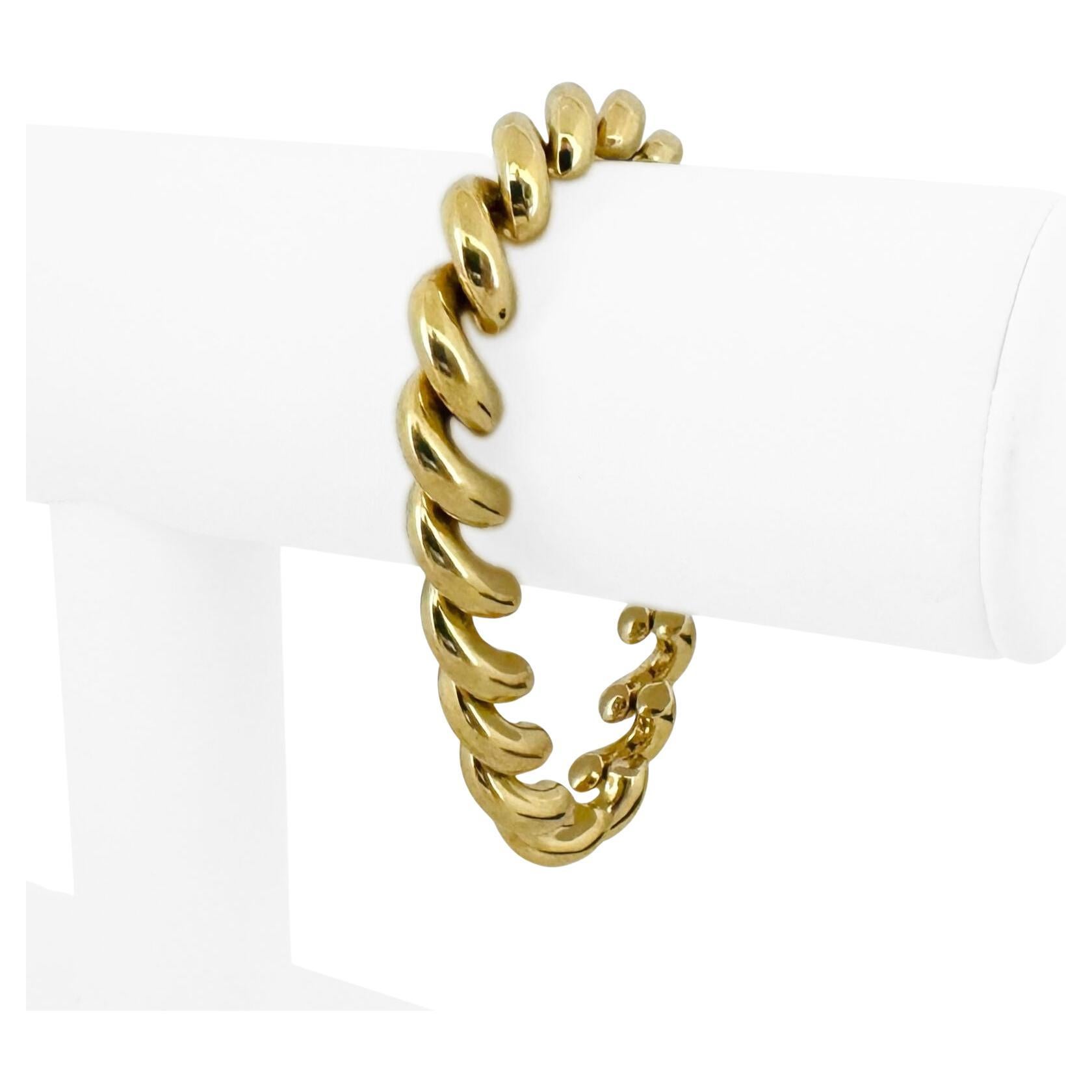 14 Karat Yellow Gold Ladies Polished San Marco Link Bracelet Turkey For ...