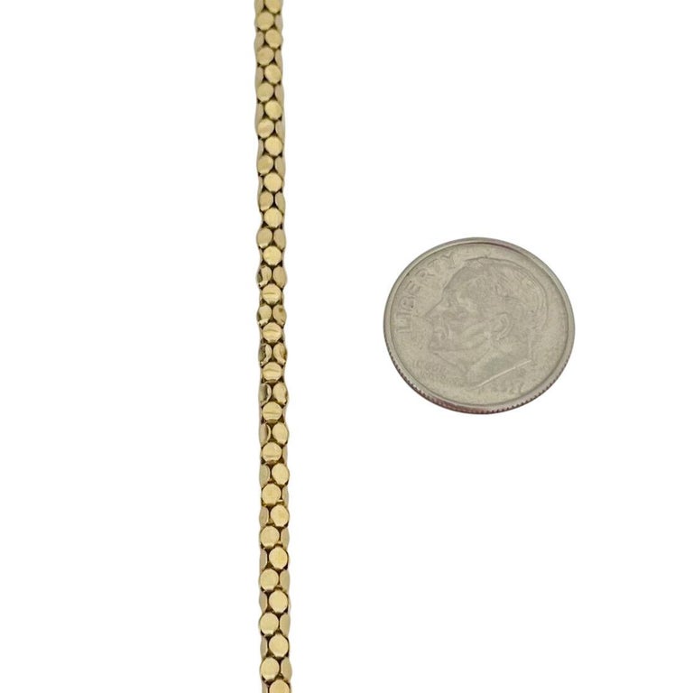 14 Karat Yellow Gold Ladies Popcorn Link Necklace For Sale at 1stDibs