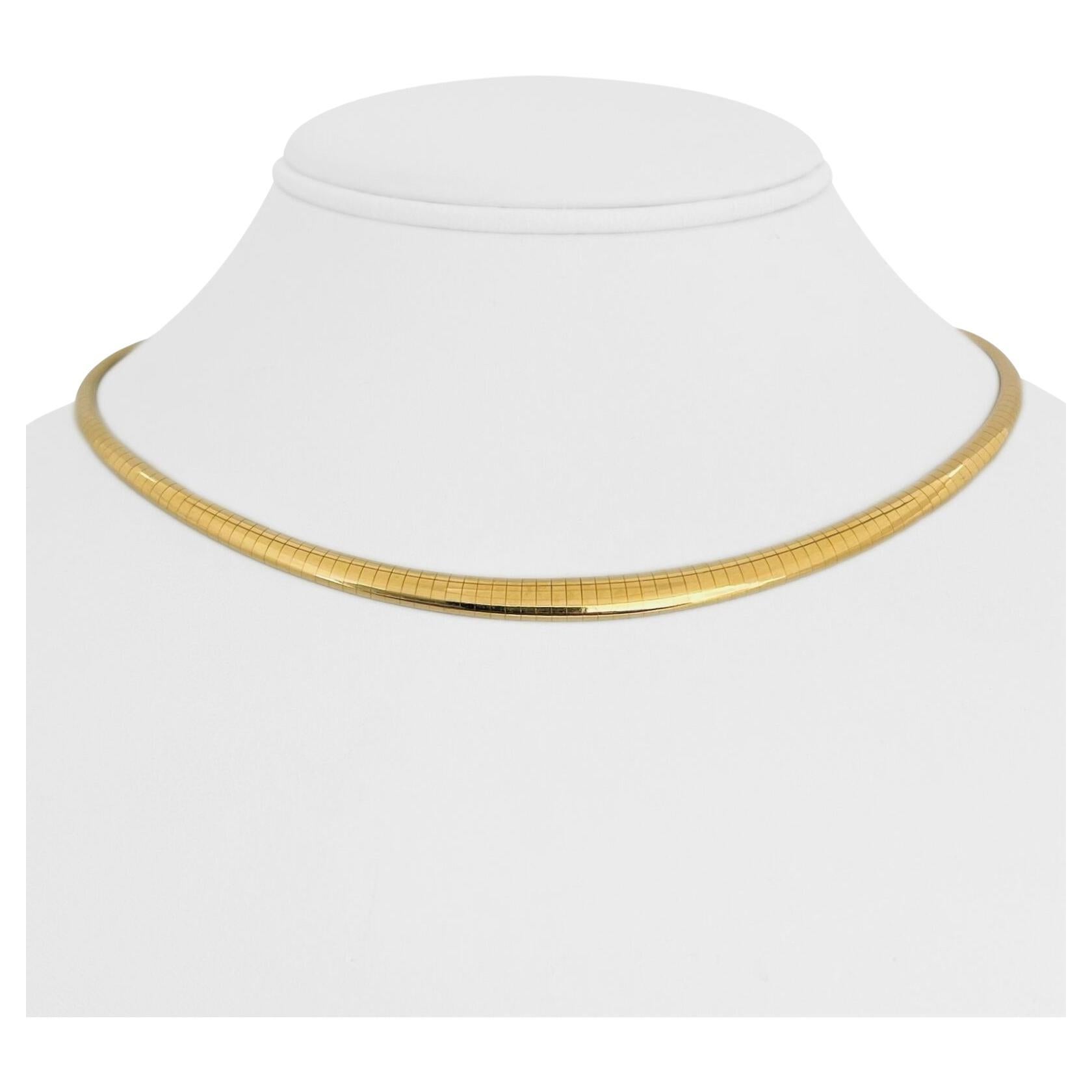 14 Karat Yellow Gold Solid Ladies Omega Link Necklace Italy For Sale at ...
